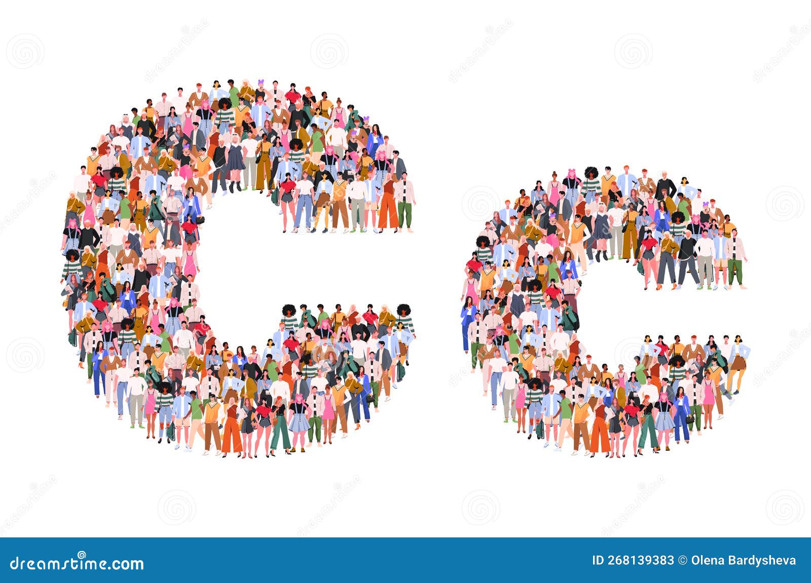 Large Group of People in Letter C Form. Stock Vector - Illustration of ...