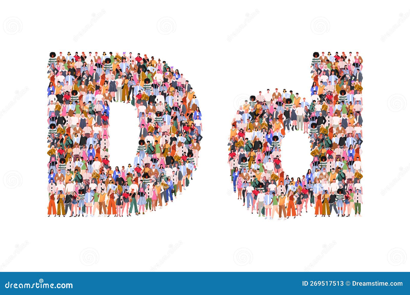 Large Group of People in Letter D Form. Stock Vector - Illustration of ...
