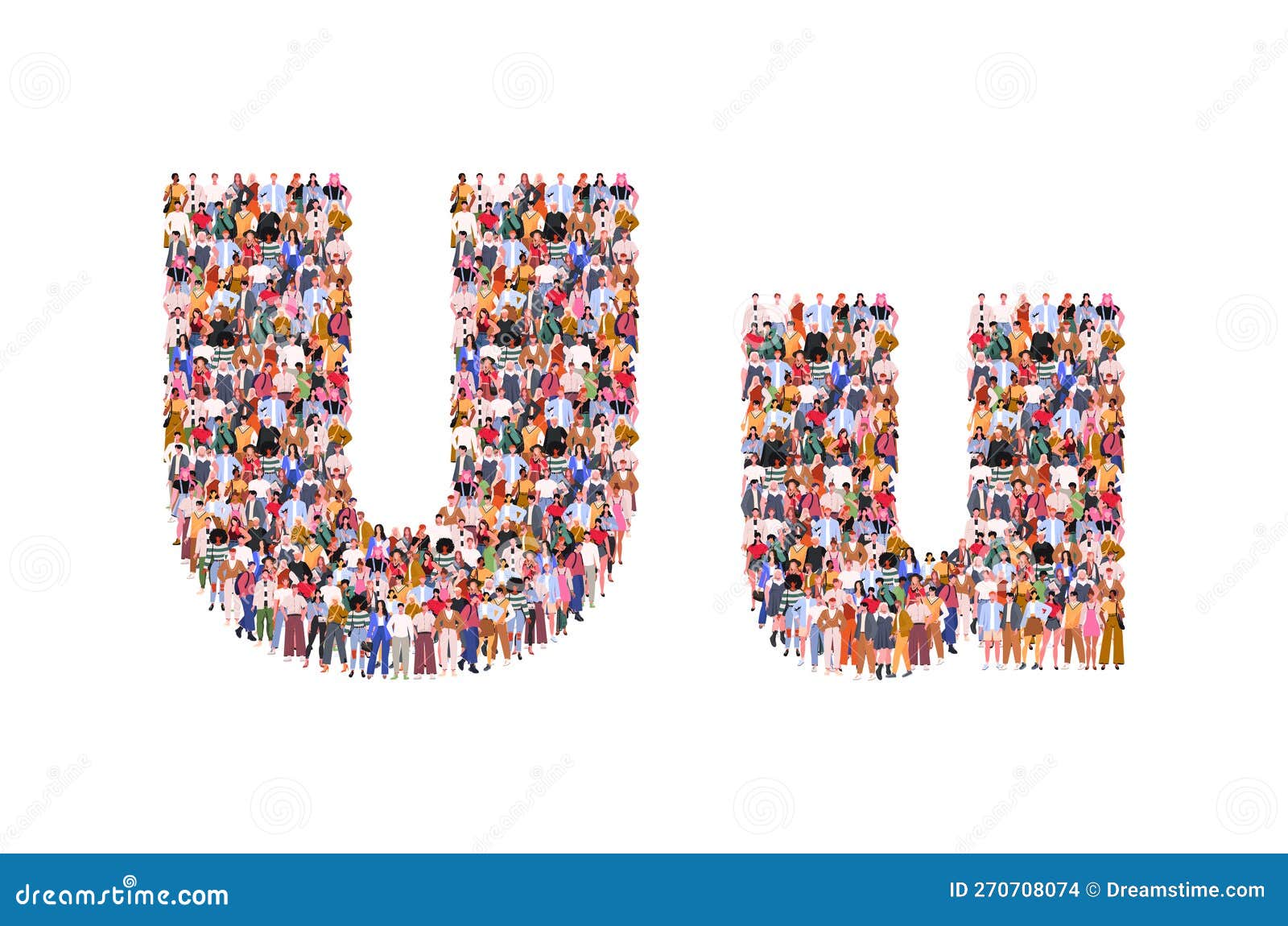 Large Group of People in Letter U Form. Stock Vector - Illustration of ...