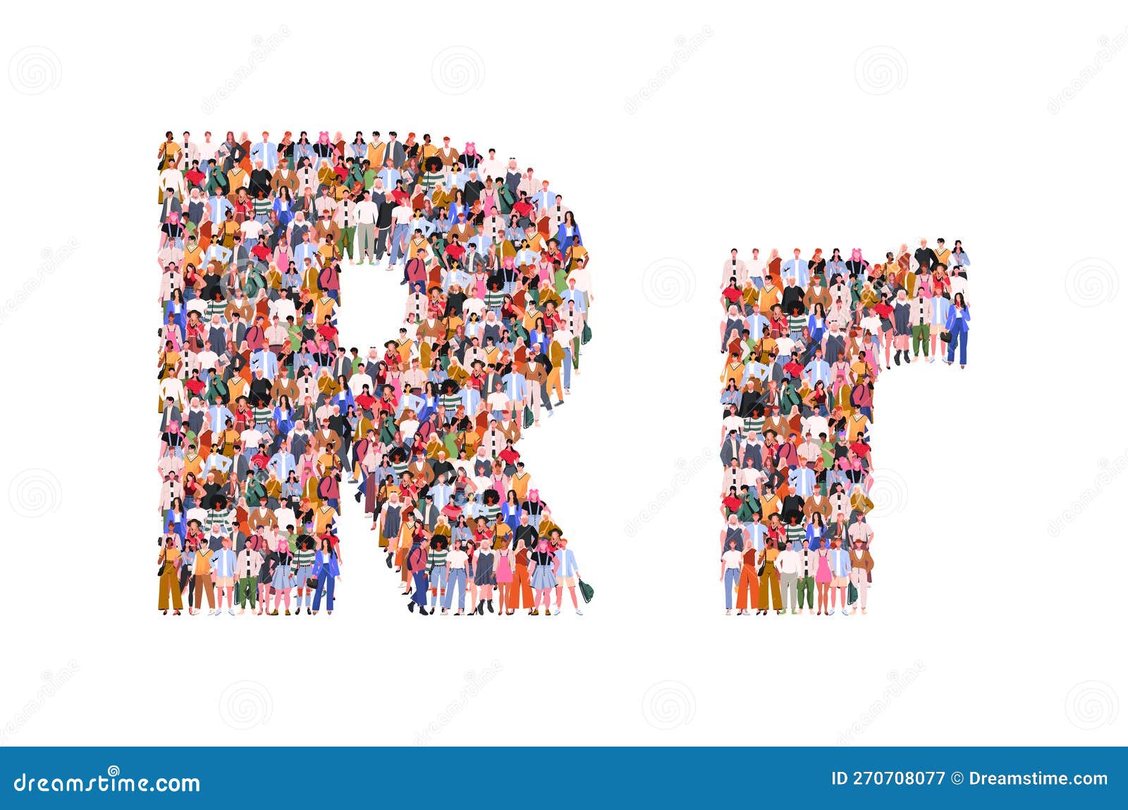 Large Group of People in Letter R Form. Stock Vector - Illustration of ...