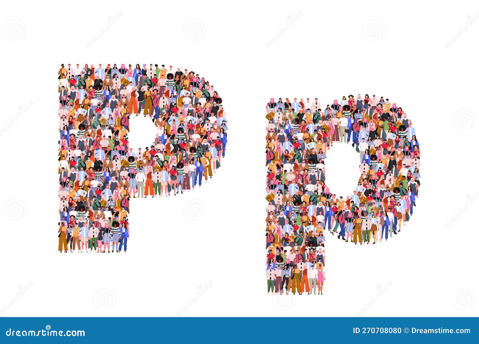 Large Group of People in Letter P Form. Stock Vector - Illustration of ...