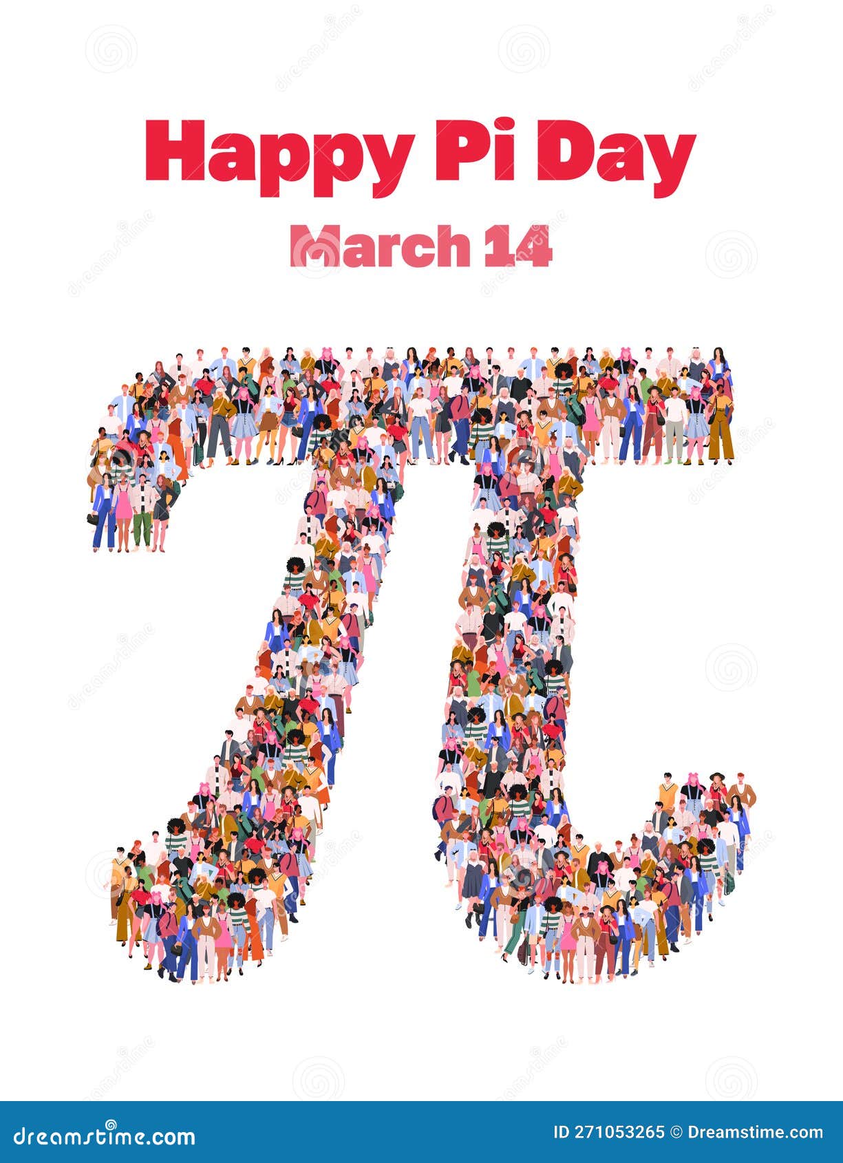 Large Group of People in Number Pi Form. Stock Vector - Illustration of ...