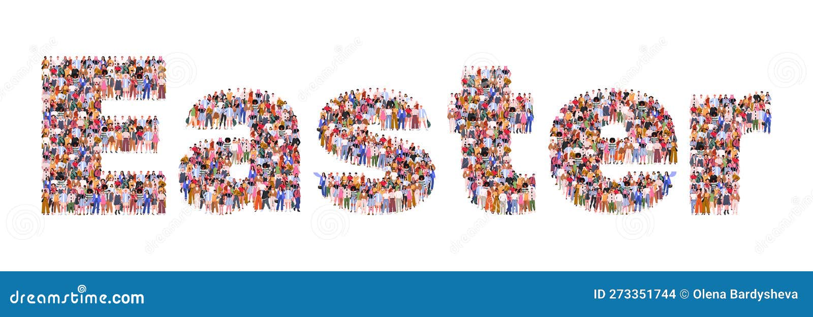 Large Group of People in Form of Easter Word. Stock Vector ...