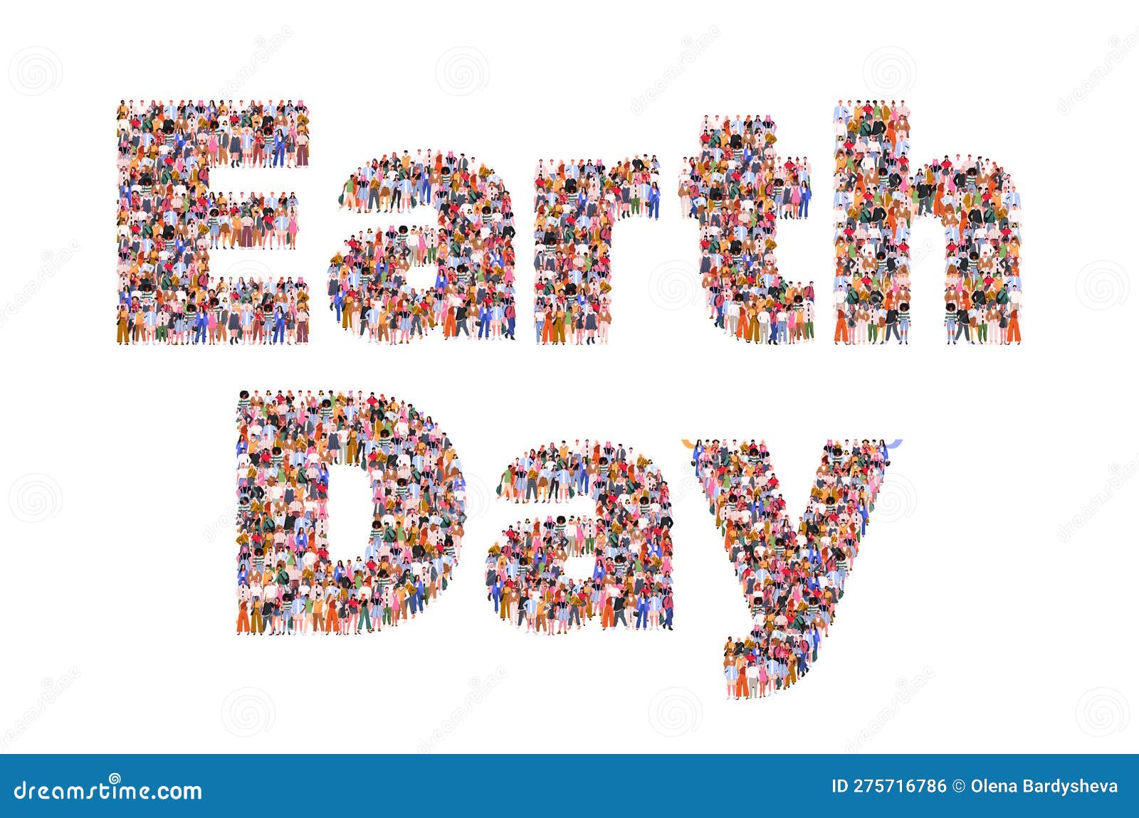 Large Group of People in Form of Word Earth Day. Stock Vector ...