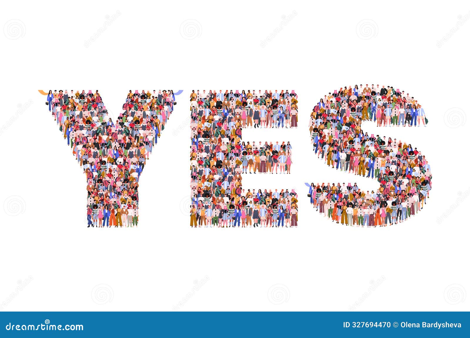 People Forming Word Yes. Positive Answer Stock Vector - Illustration of ...