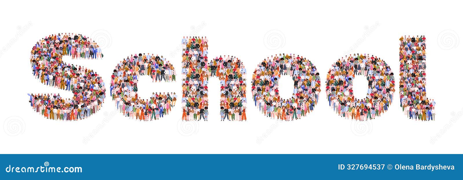 Large Group of People Forming Word School. Stock Vector - Illustration ...