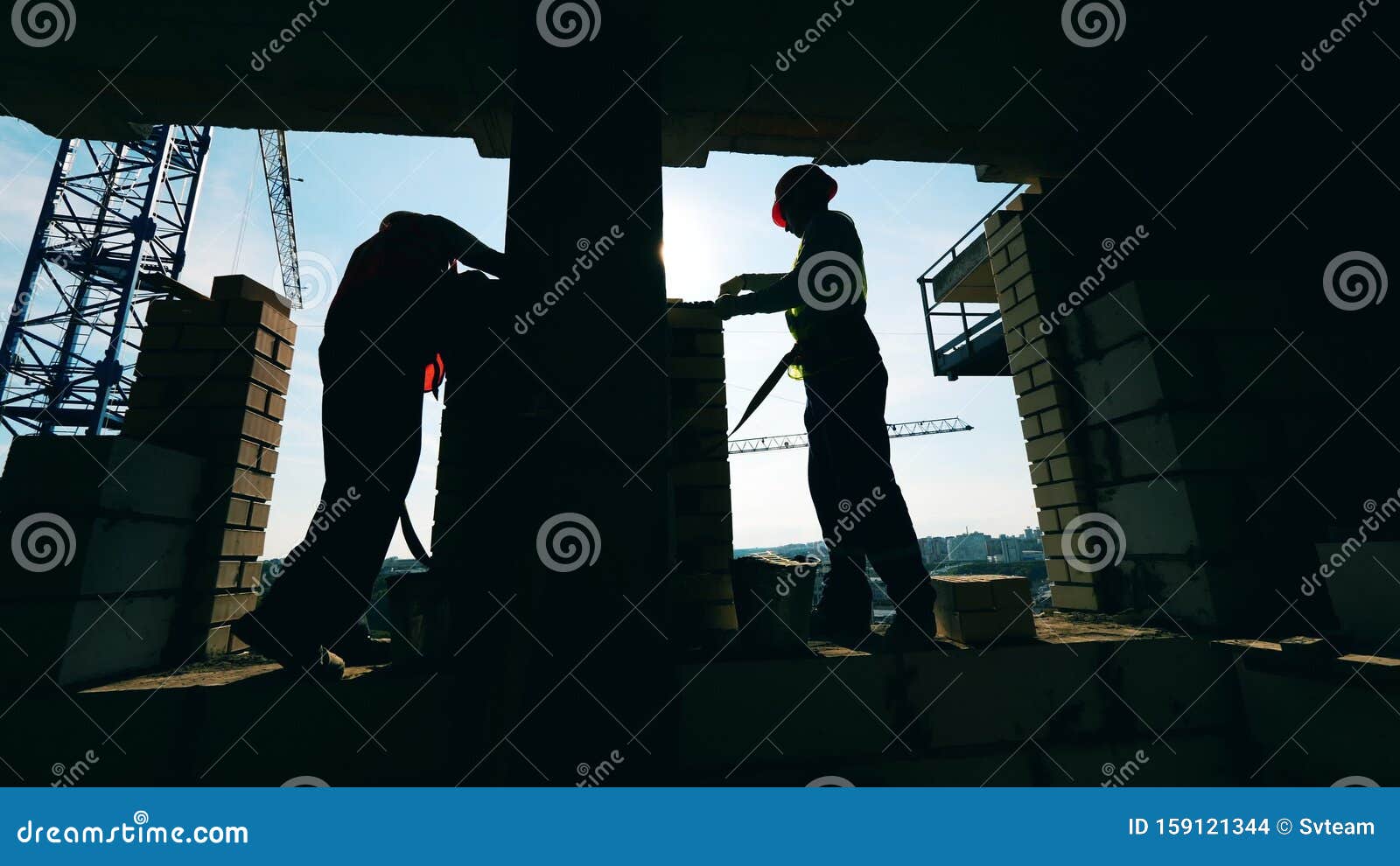 People Work at a Building Site, Laying Bricks. Stock Footage - Video of ...