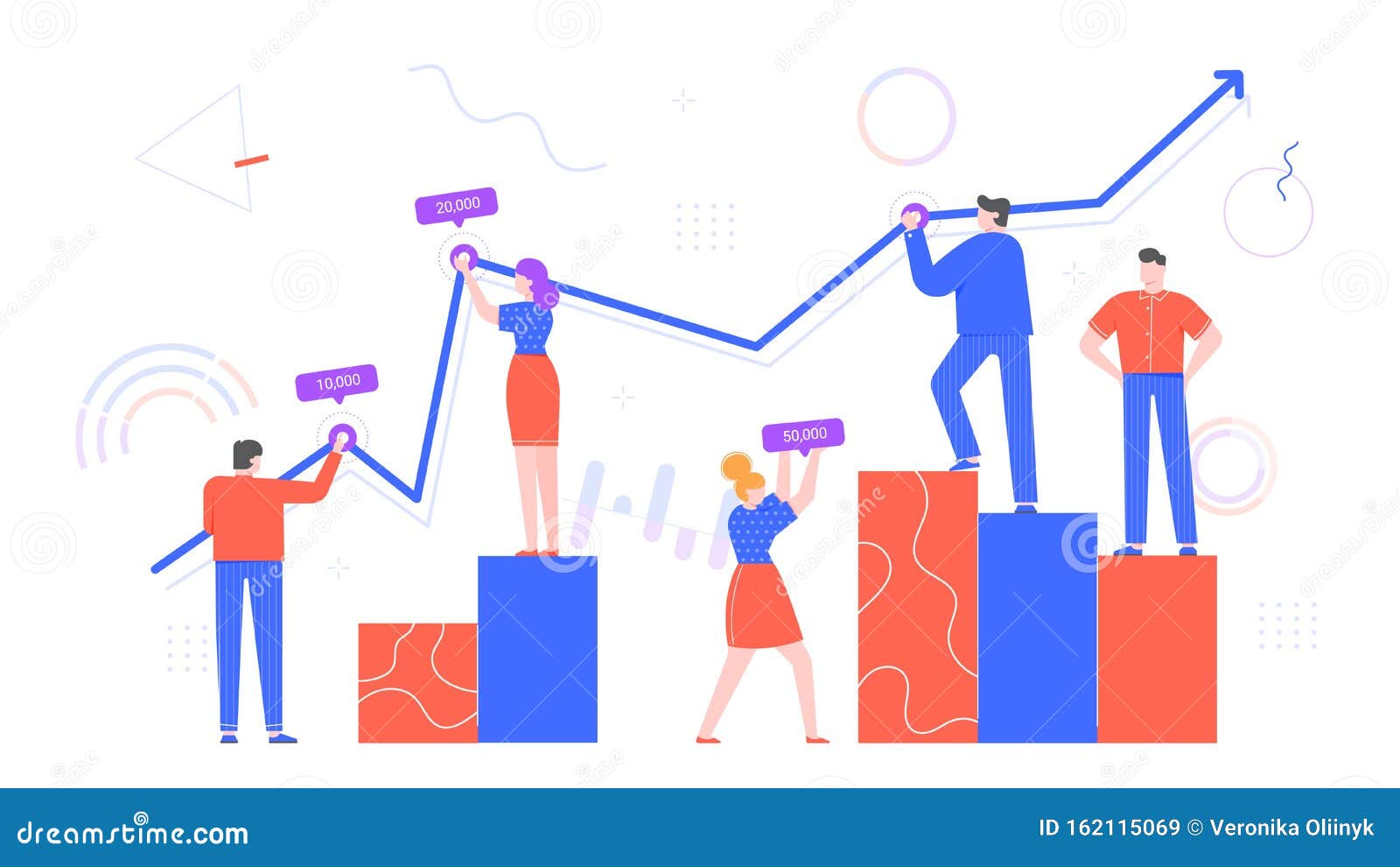 People Work with Chart Data. Office Workers Statistics, Business ...