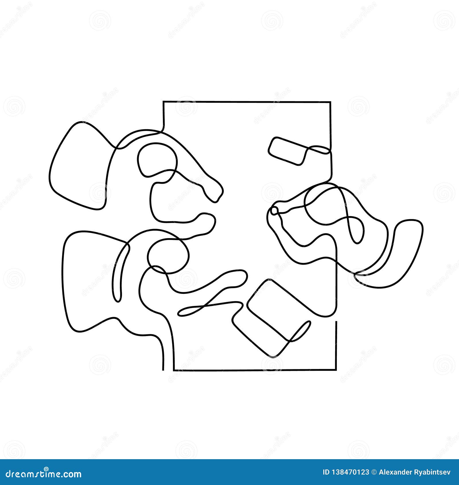 People at Work Continuous Line Vector Illustration Stock Vector ...