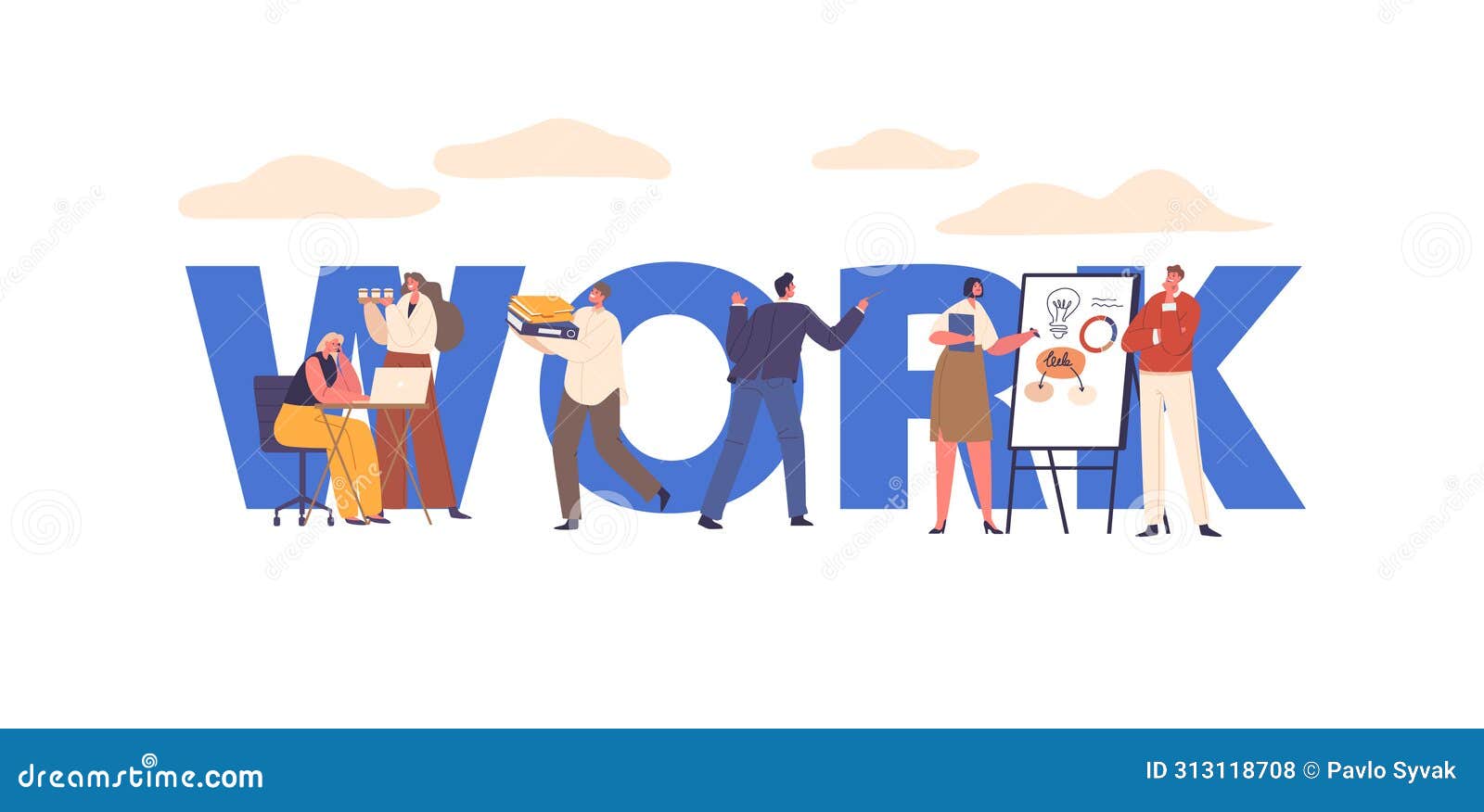 People Work in Office Concept. Characters Collaborating, Attending ...