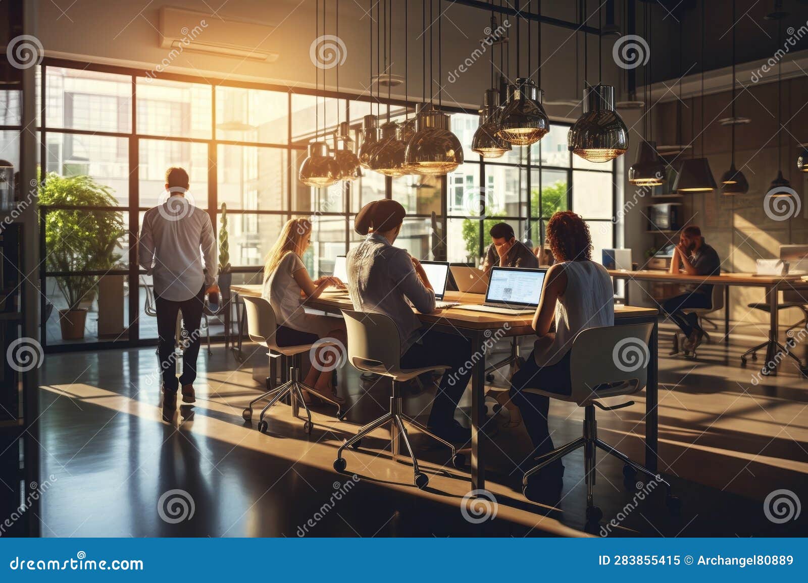 People Work in the Office. Generative AI Stock Illustration ...