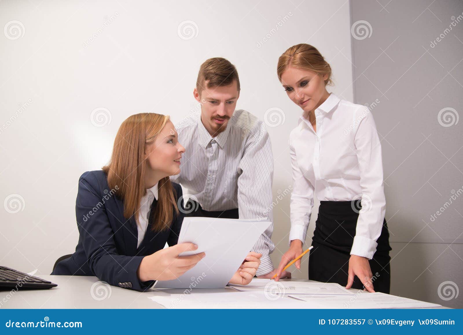 3 People Work in the Office Stock Image - Image of furniture, indoor ...