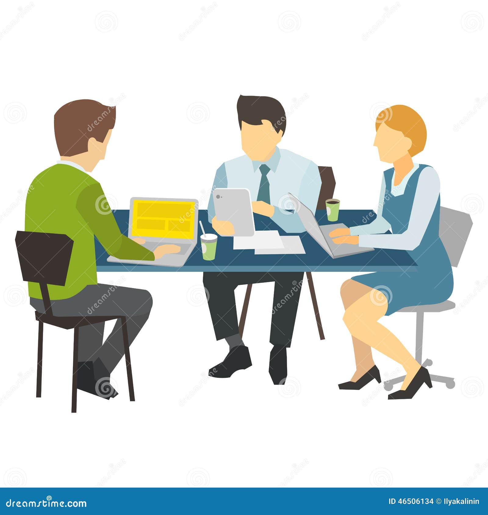 People work at the table. stock vector. Illustration of people - 46506134
