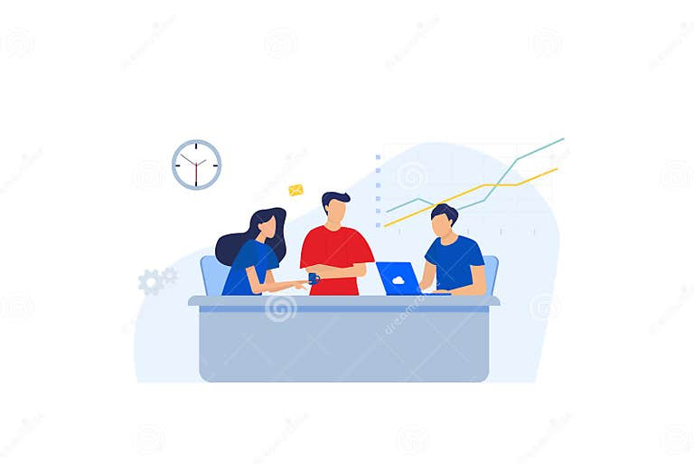 People Work in a Team, Discuss Important Matters Stock Illustration ...