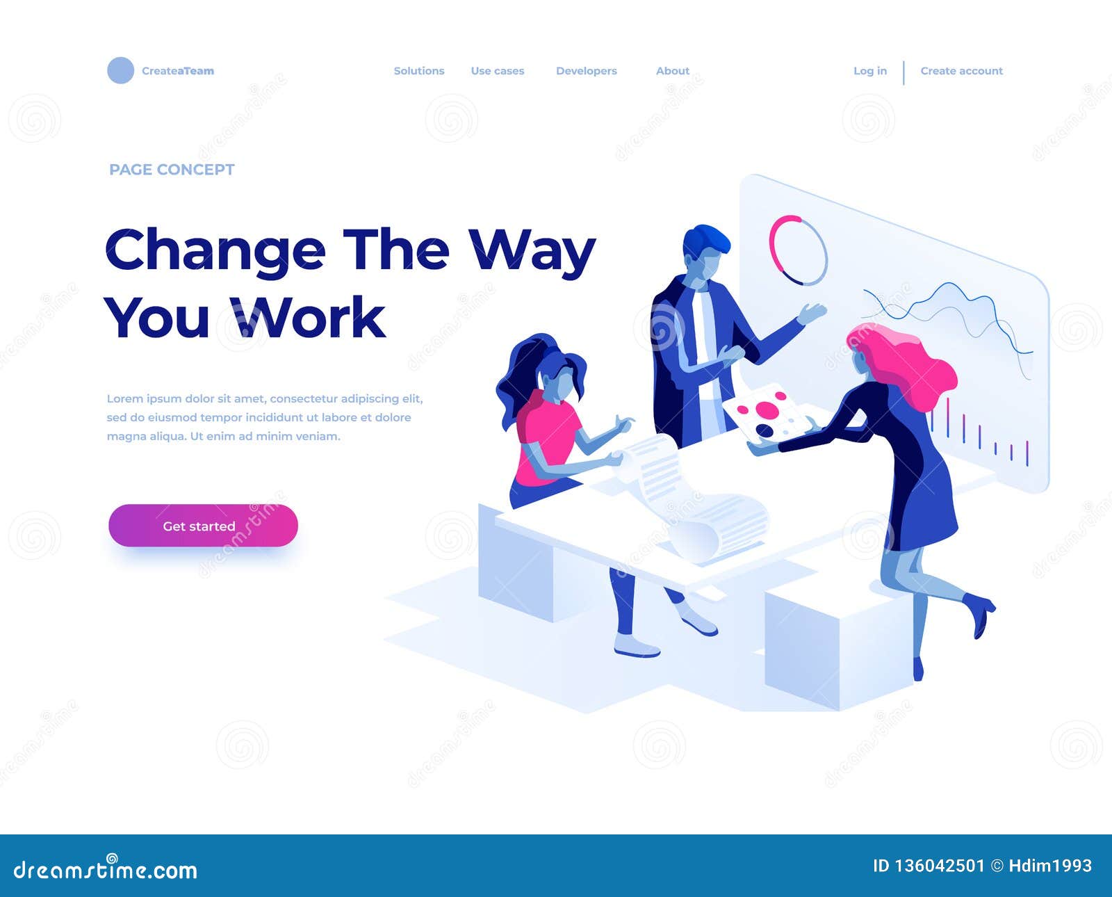 People Work and Interact with Graphs. Business and Office Situations ...