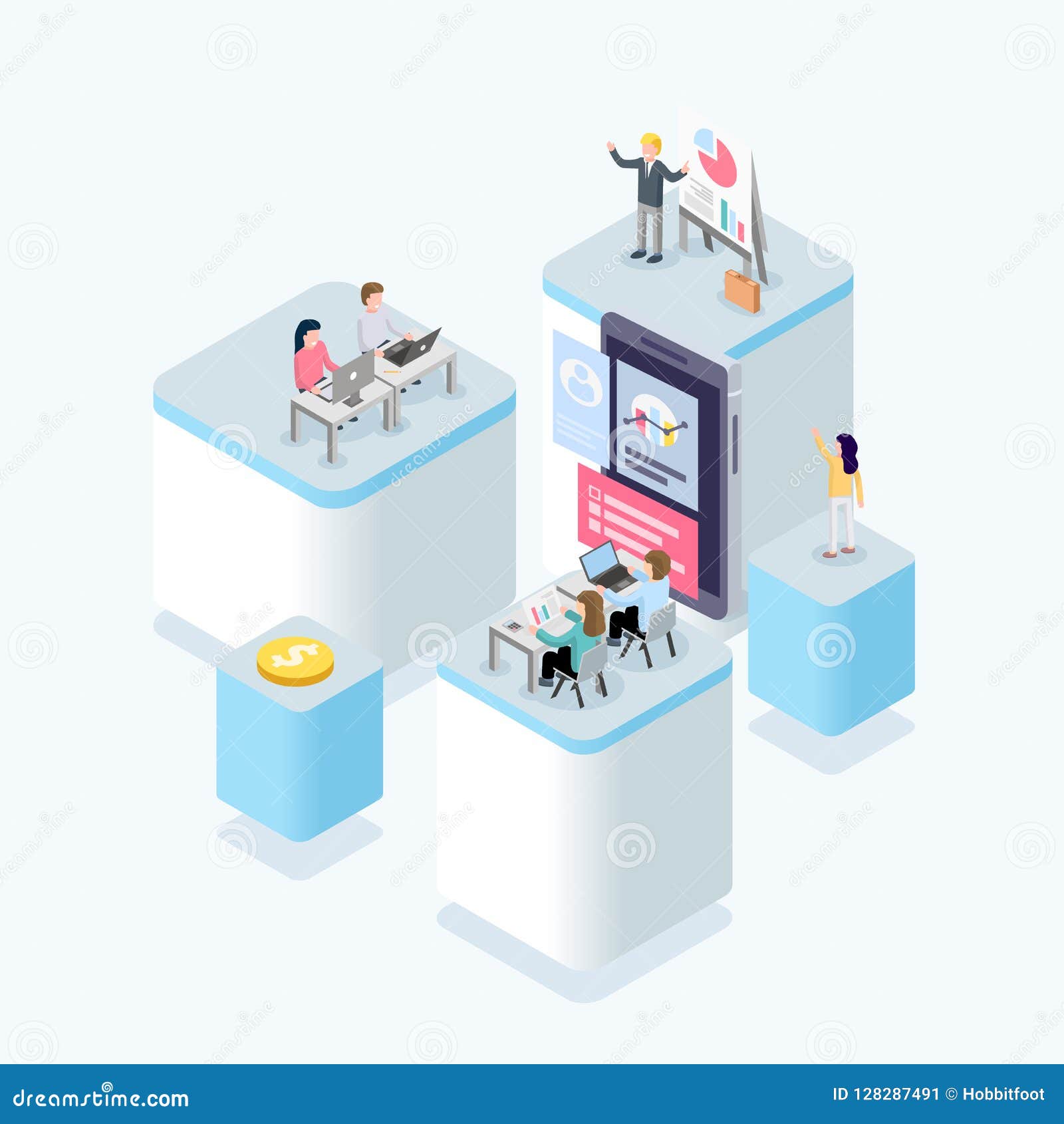 People Work in a Team. Teamwork and Development Concept Stock Vector ...