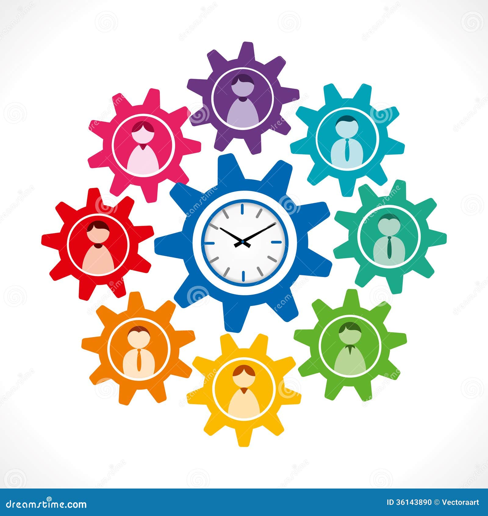 People work on time stock vector. Illustration of circle - 36143890