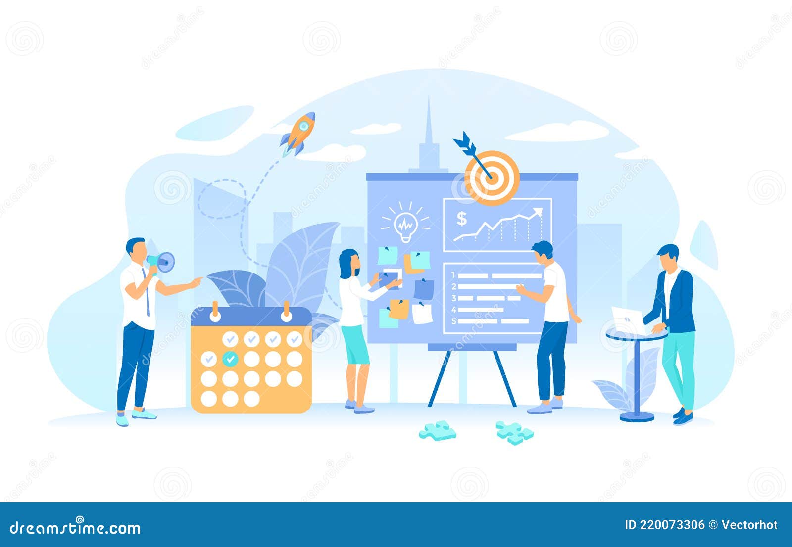 People Work Together Making a Plan on a Board, Mark Tasks, Track ...