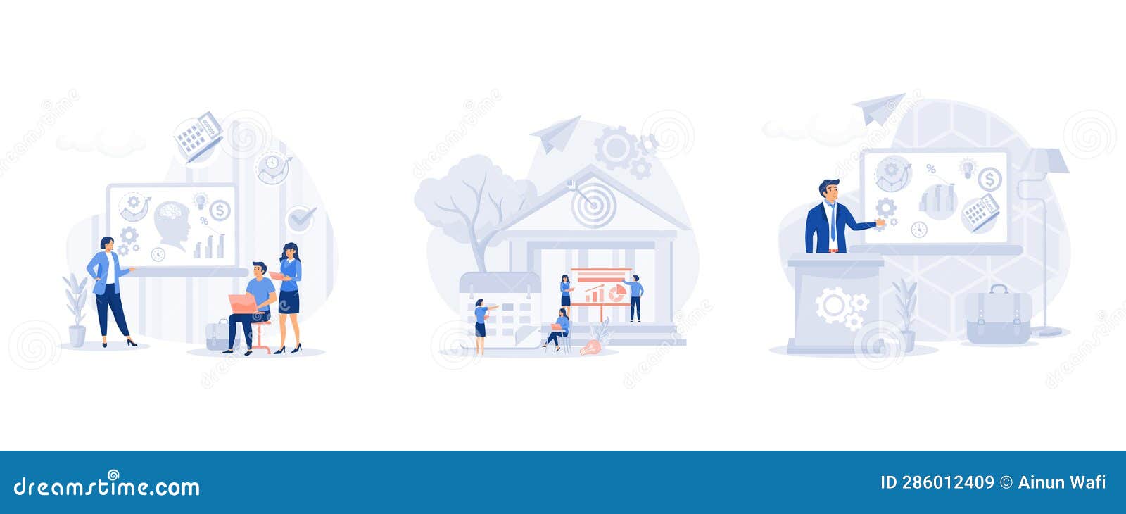 People Work Together Making a Plan on a Board. Stock Vector ...