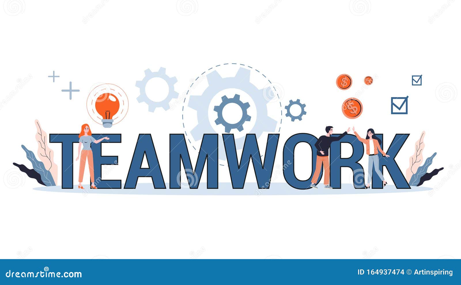 People Work Together in Team Banner. Strategy and Business Planning ...