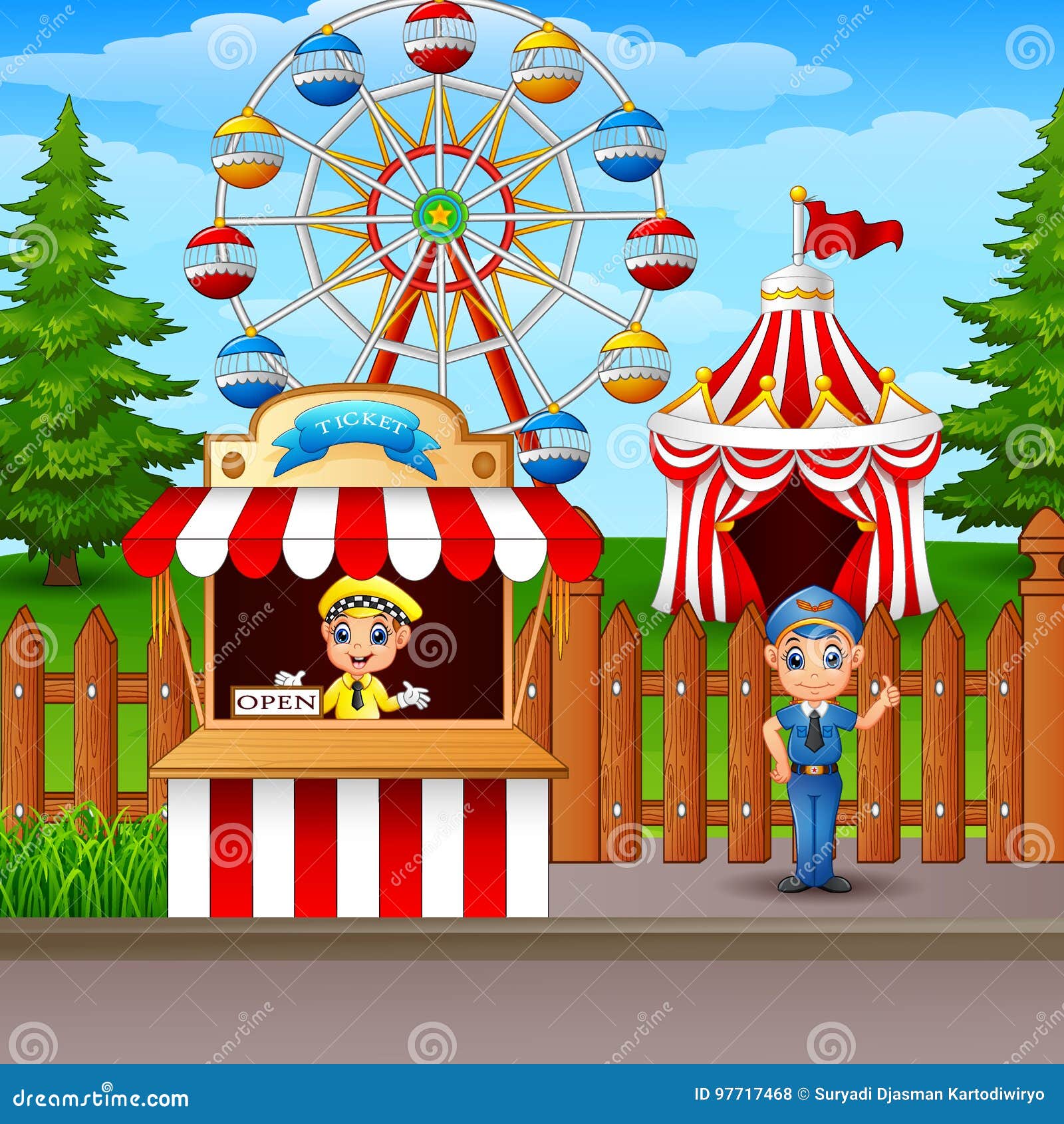 People Working at the Amusement Park Stock Vector - Illustration of ...