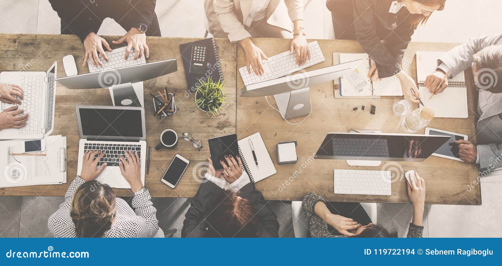 People Working Around a Table Stock Photo - Image of adult, tablet ...