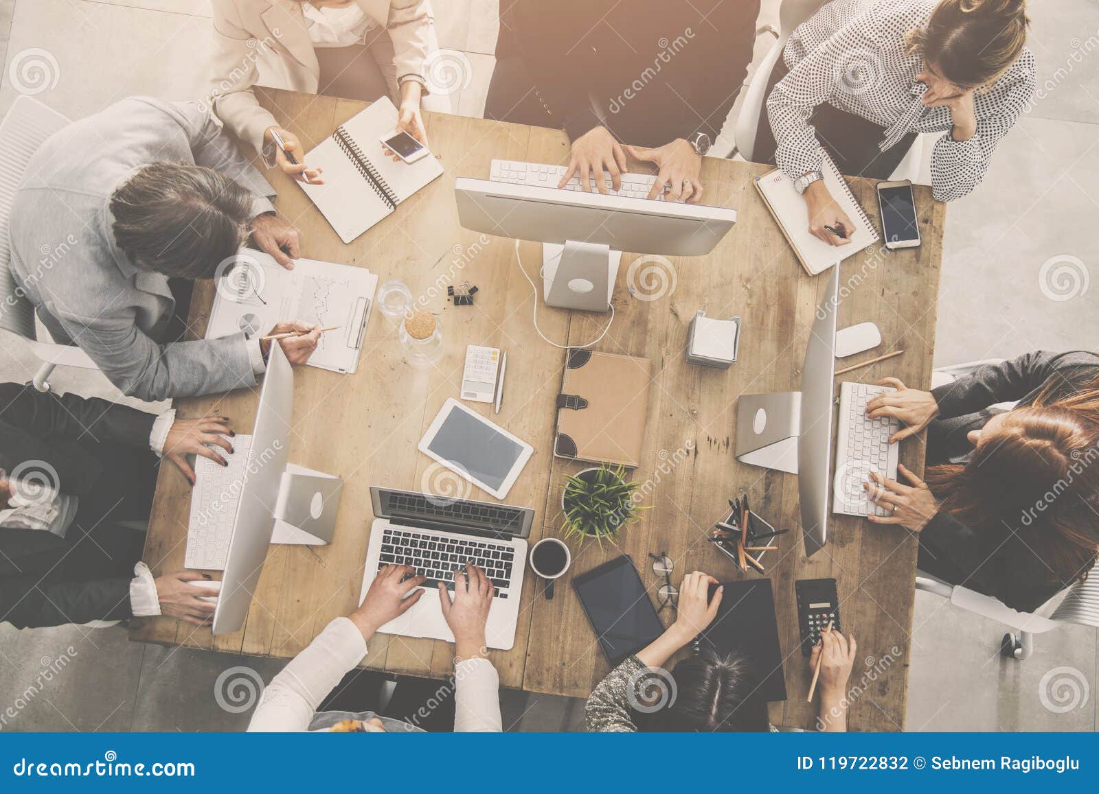 People Working Around a Table Stock Photo - Image of group, businessman ...