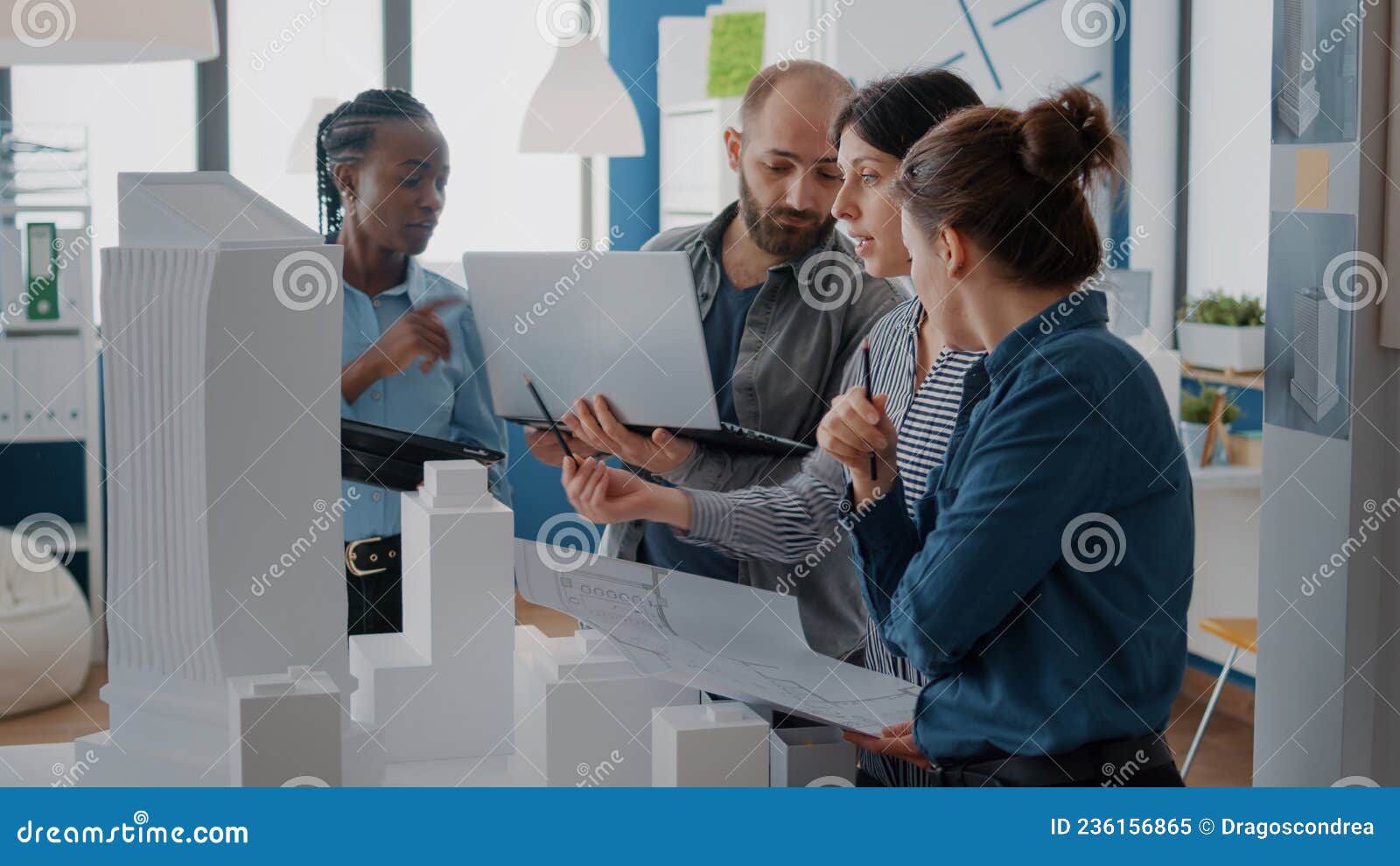 People Working with Building Model To Design Construction Structure and ...