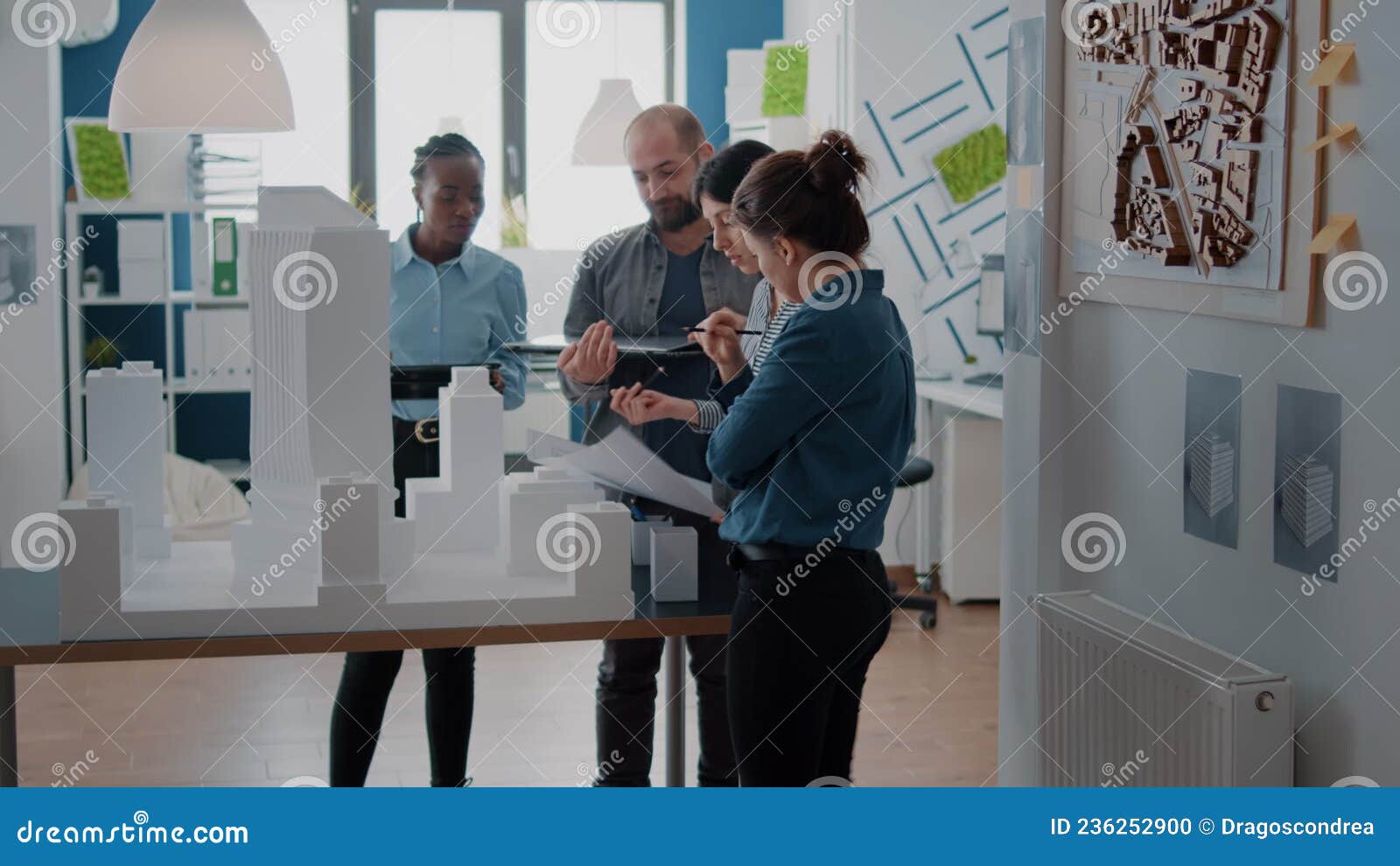 People Working with Building Model To Design Construction Structure and ...