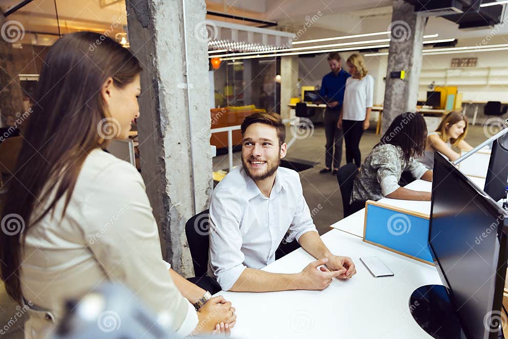 People Working at Busy Modern Office Stock Photo - Image of team ...