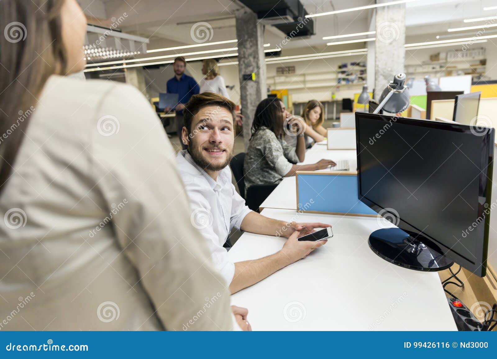 People Working at Busy Modern Office Stock Photo - Image of business ...