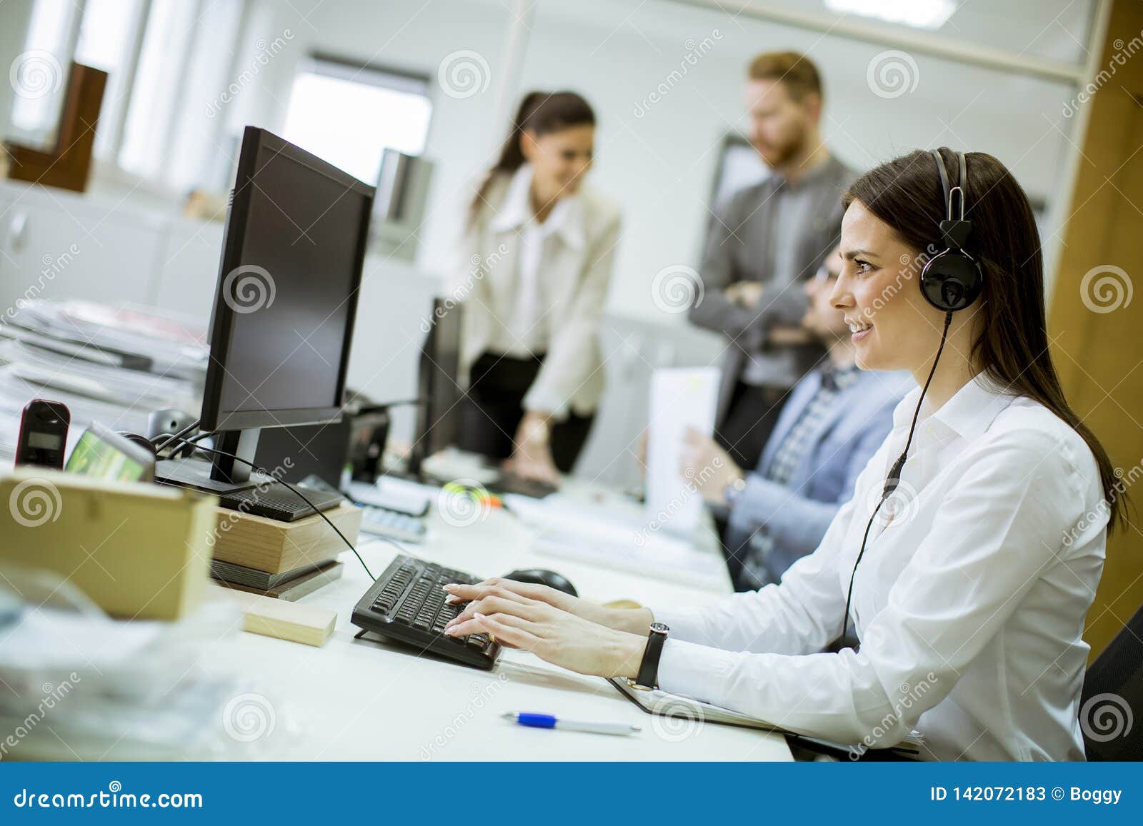 People Working in a Busy Office Stock Image - Image of successful ...