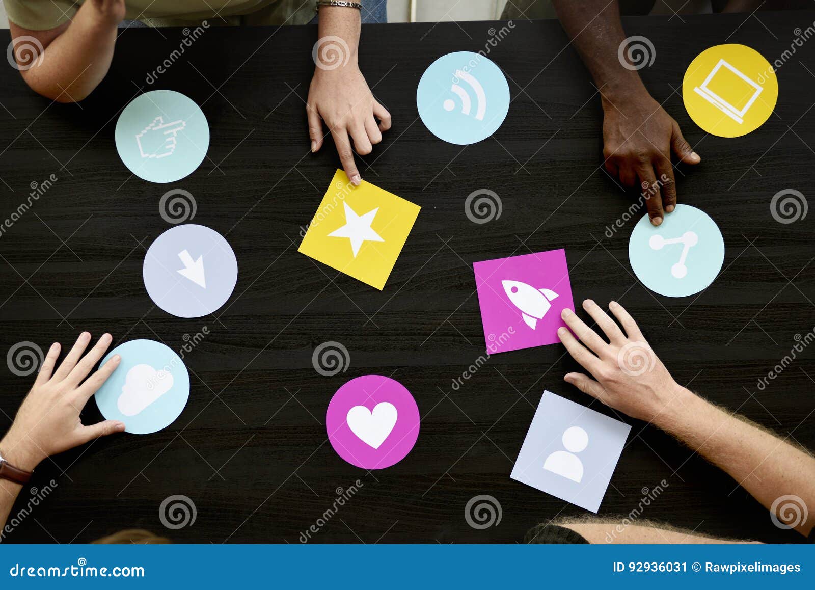 People Working Choosing Internet Connection Network Paper Sign Stock ...