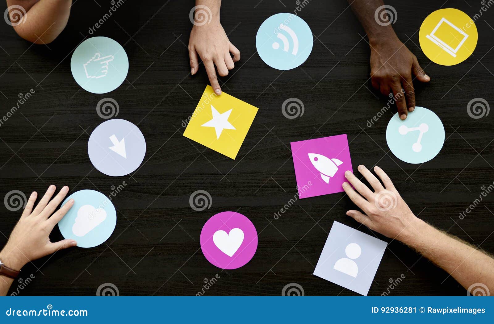 People Working Choosing Internet Connection Network Paper Sign Stock ...