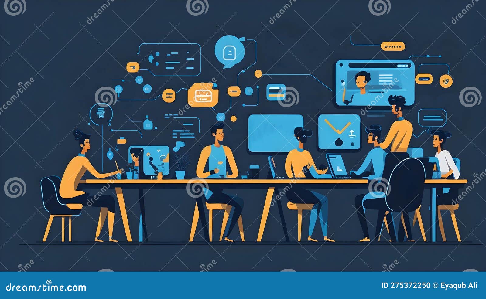 People Working on a Computer with Colleagues Discuss Work Tasks in a ...