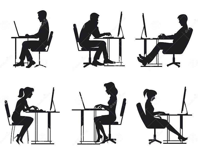 People working at computer stock vector. Illustration of people - 57957157