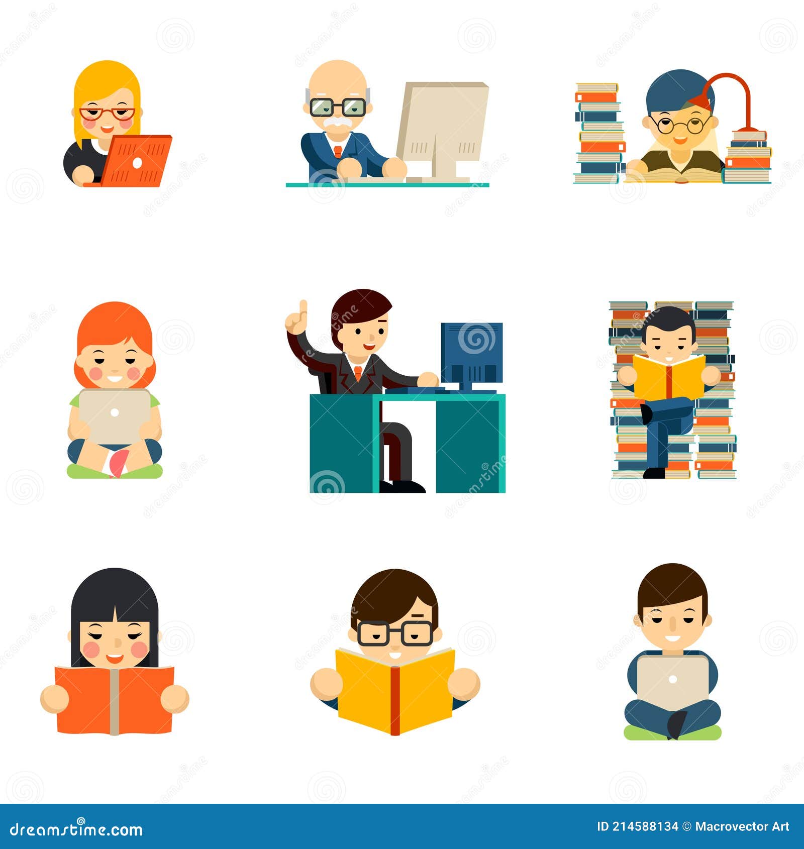 People working on computer stock vector. Illustration of business ...
