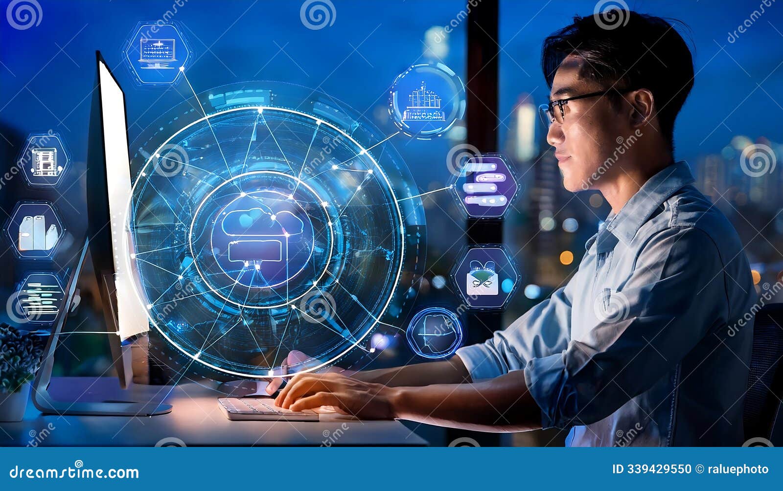 People Working with Computers at Night, Technology Concepts To Make the ...