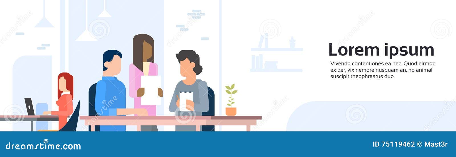 Open Office Interior. Business People Workspace Corporate Working ...