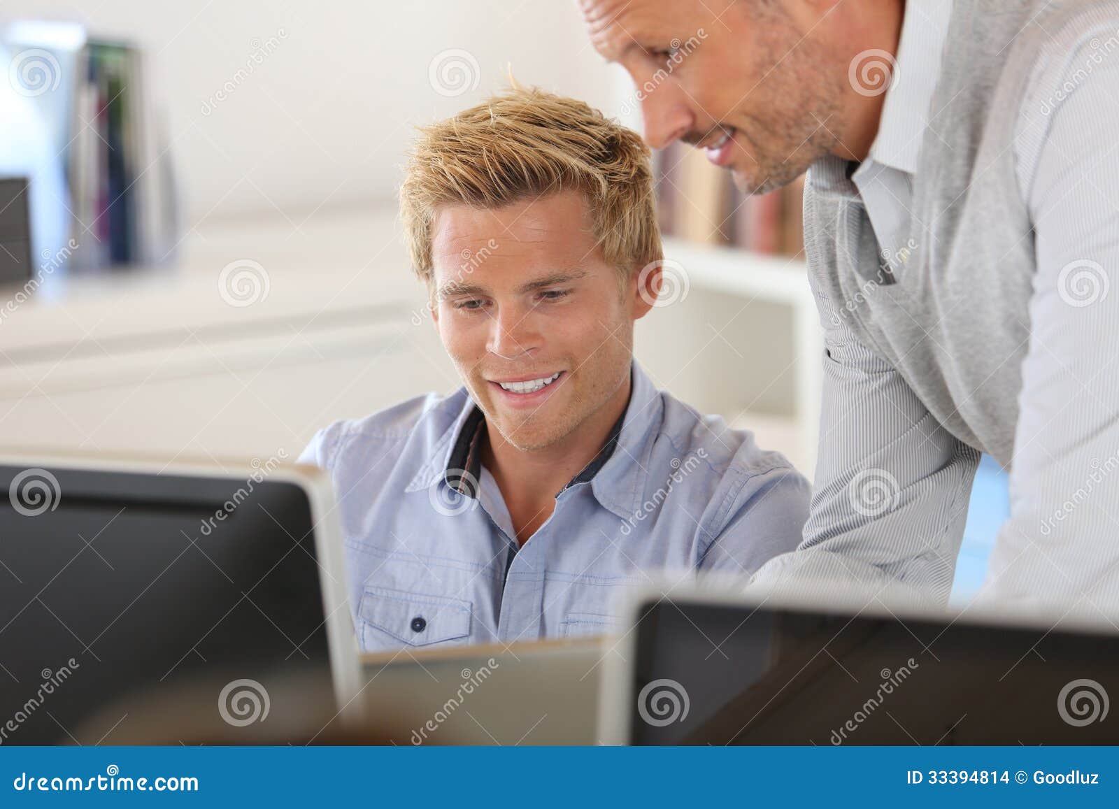 People Working on Desktop Computer Stock Photo - Image of background ...