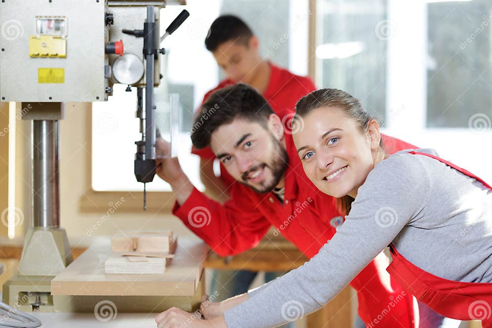 People Working by Drill Machine Stock Photo - Image of adult, teamwork ...