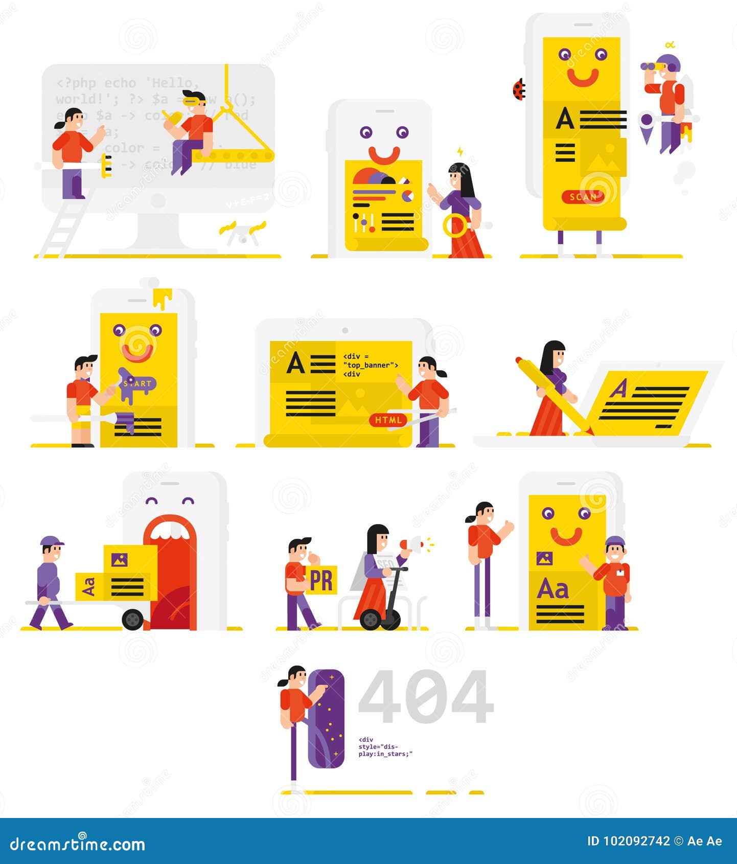 People Working in the Field of Information Technology. Set of Vector ...