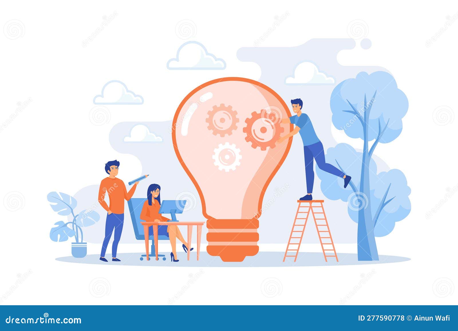 People Working in Friendly Open Space Workplace. Coworking, Freelance ...