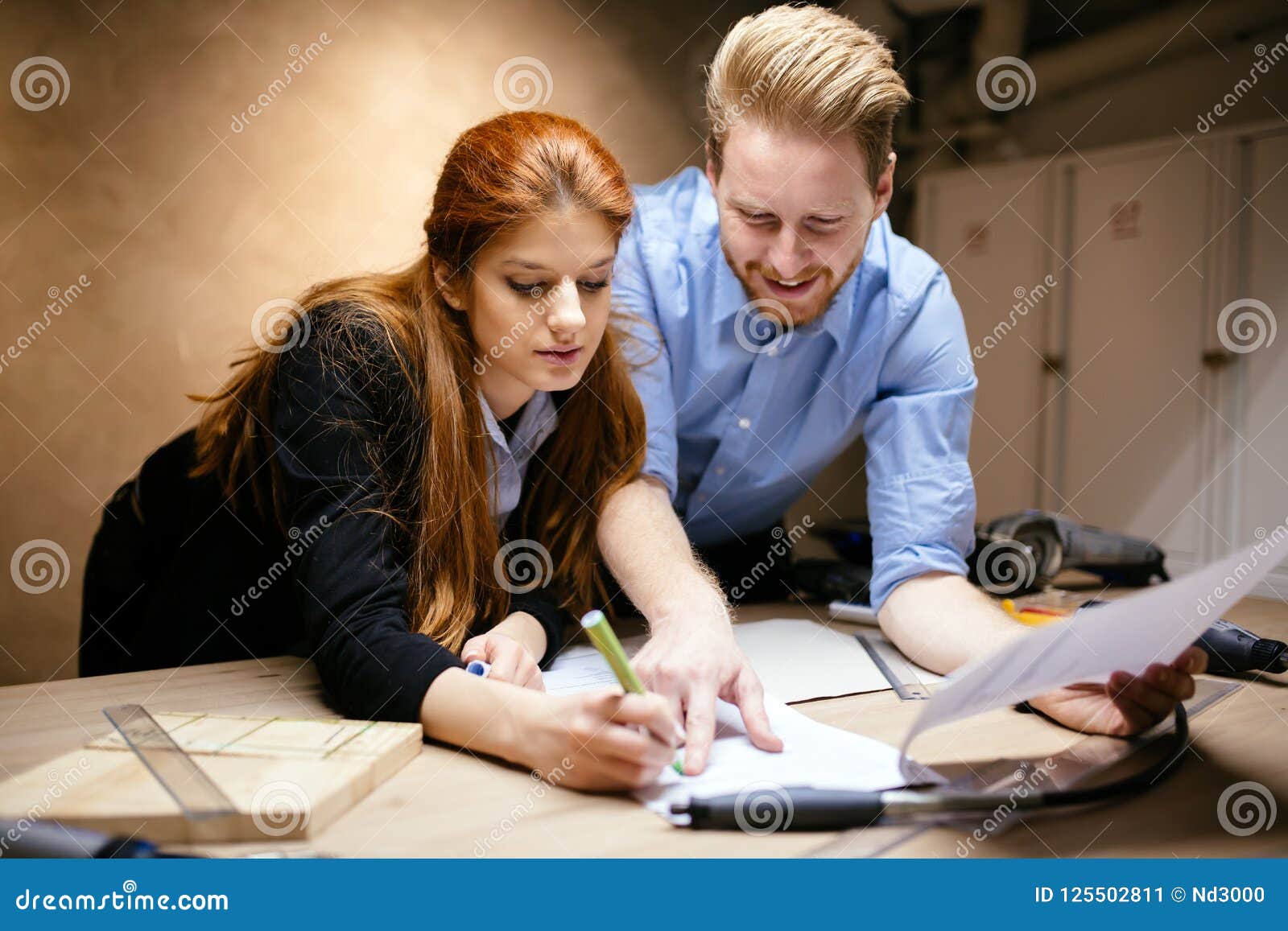 People Working in Modern Beautiful Workshop Stock Image - Image of ...