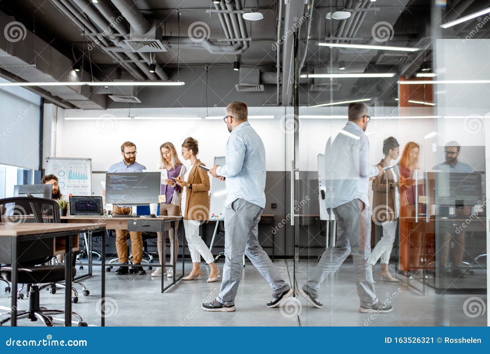People Working in the Modern Office Stock Image - Image of interior ...