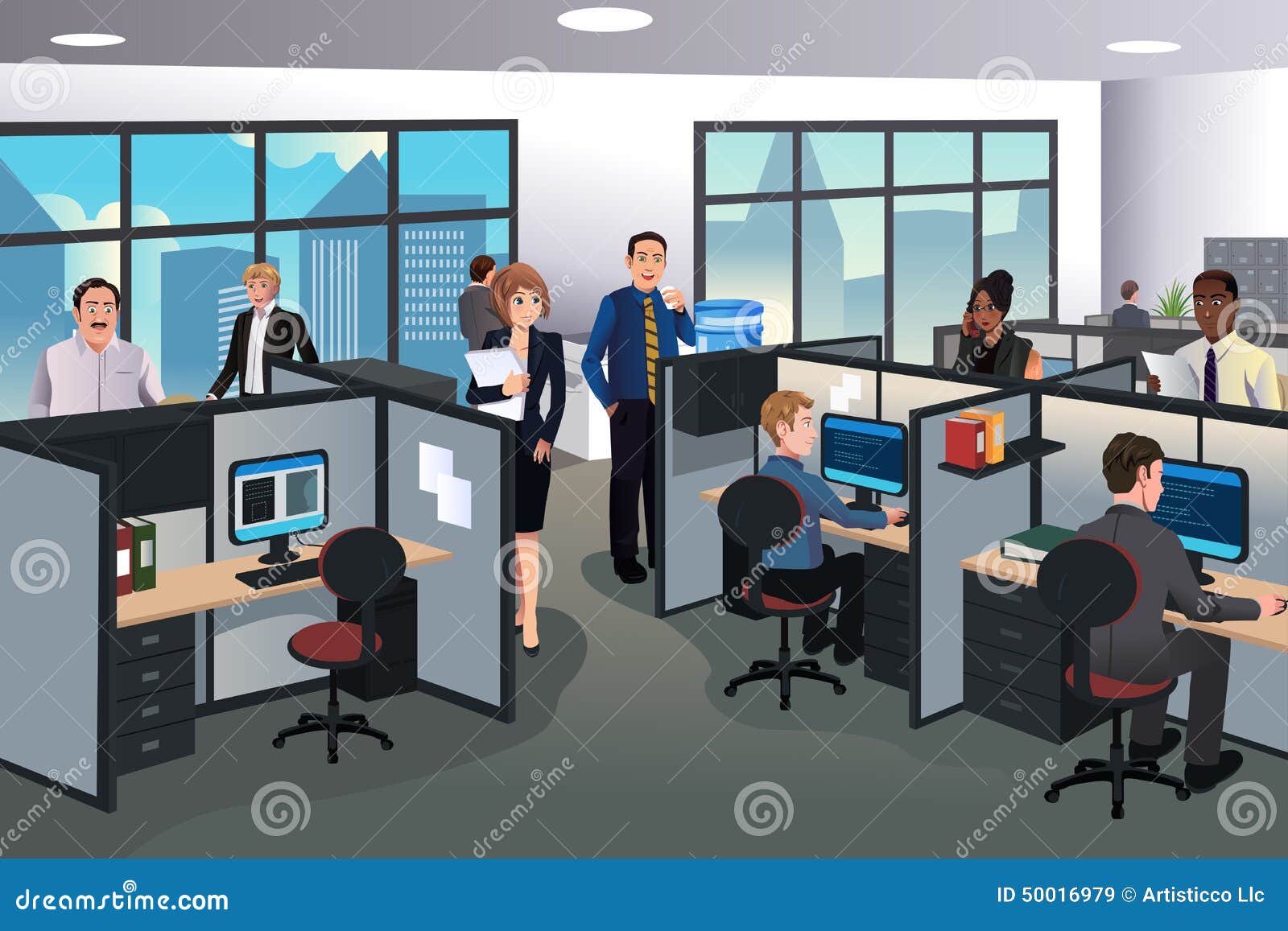 People Working in the Office Stock Vector - Illustration of lady, girl ...