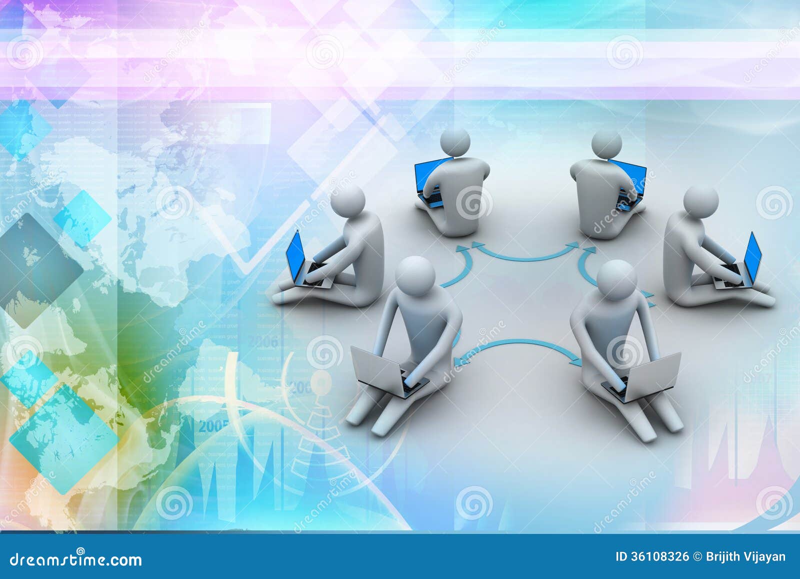 People Working Online on Laptop Stock Illustration - Illustration of ...