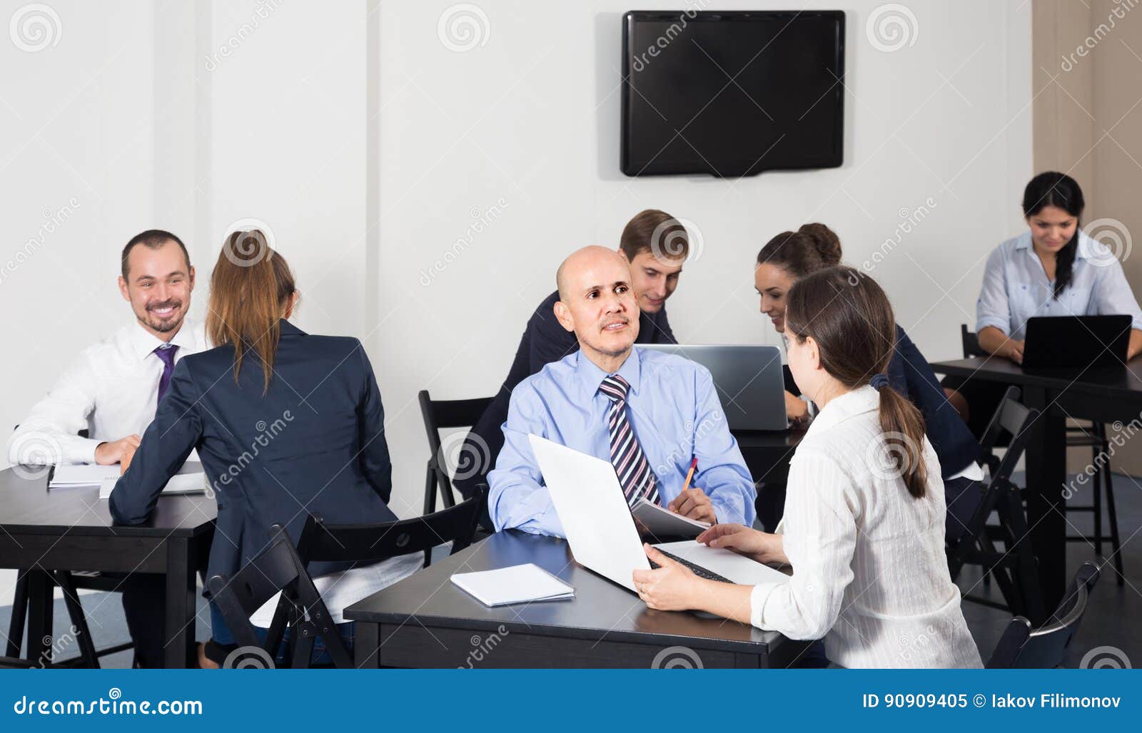 People Working Productively on Business Project Together Stock Image ...