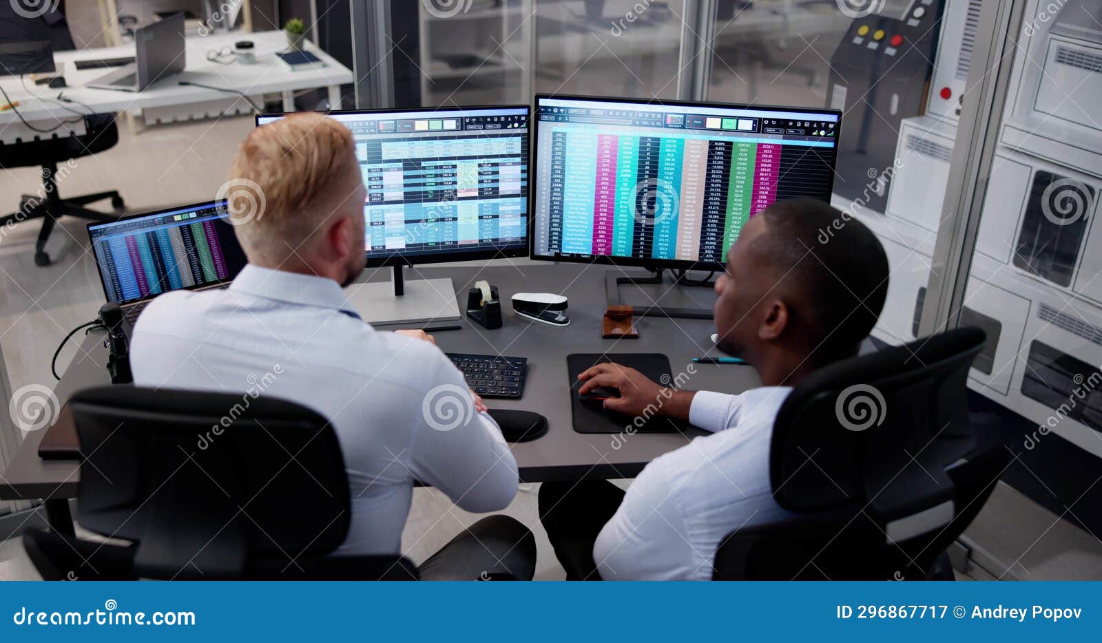 People Working with Spreadsheet Data Stock Image - Image of coworkers ...