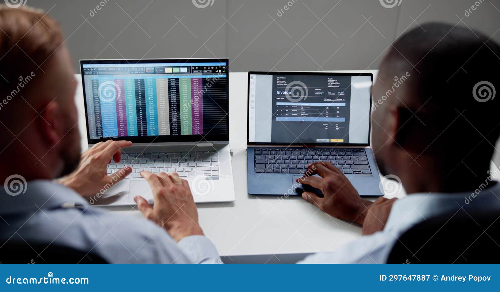 People Working with Spreadsheet Data Stock Image - Image of ...